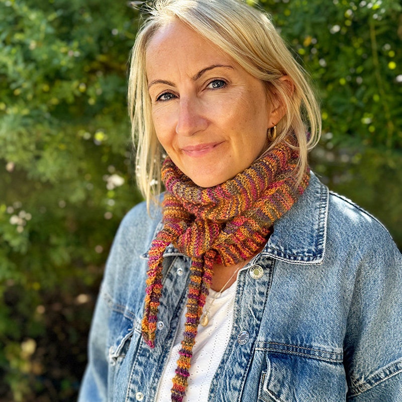 Skinny Stripe Knit Scarf - Etsy