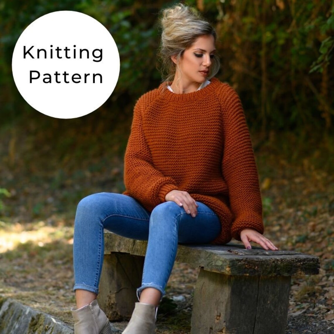 Pumpkin Sweater Knitting Pattern, Easy Sweater Pattern, Raglan Sweater Pattern, Oversized ...