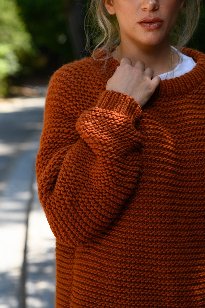Pumpkin Sweater Knitting Pattern, Easy Sweater Pattern, Raglan Sweater Pattern, Oversized ...