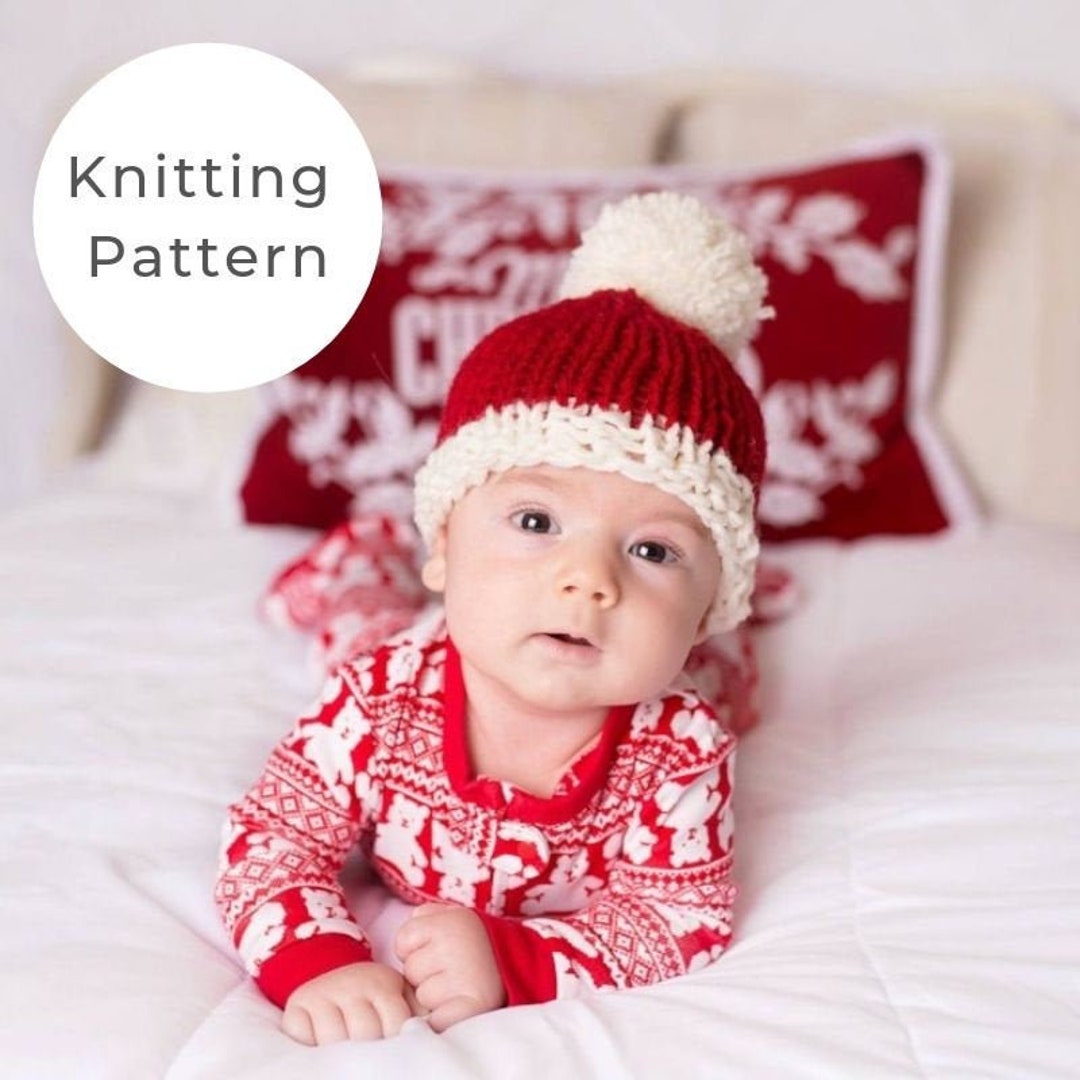 Baby Santa Hat Knitting Pattern, Christmas Beanie Pattern, Christmas ...
