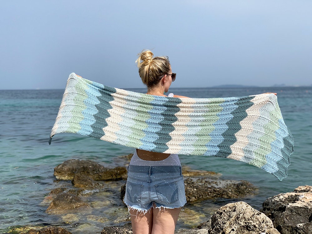 Sea Glass Shawl Knitting Pattern, Shawl Pattern, Shawl Wrap, Shawl ...
