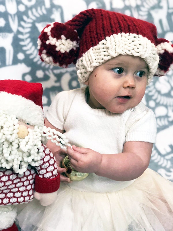 Baby Santa Hat Knitting Pattern Santa Sack Hat Pattern | Etsy