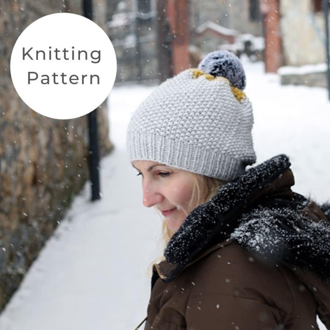 Seed Stitch Hat Knitting Pattern, Hat Knitting Pattern, Easy Hat ...