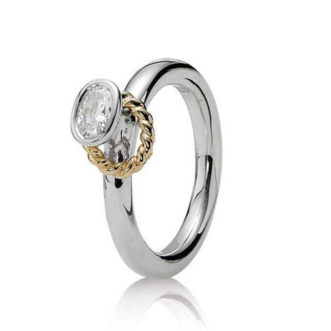 Pandora Halo Reminder Gold Twist Rope Silver Ring - Etsy