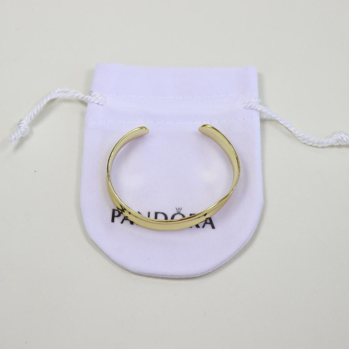 Pandora Essence Gold Organically Shaped Broad Open Bangle - Etsy