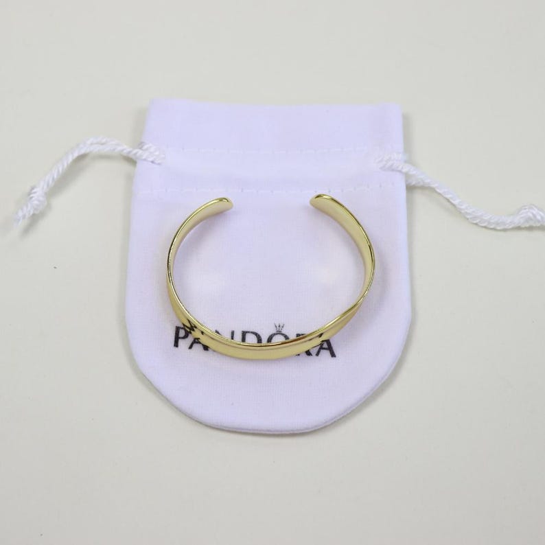 Pandora Essence Gold Organically Shaped Broad Open Bangle - Etsy