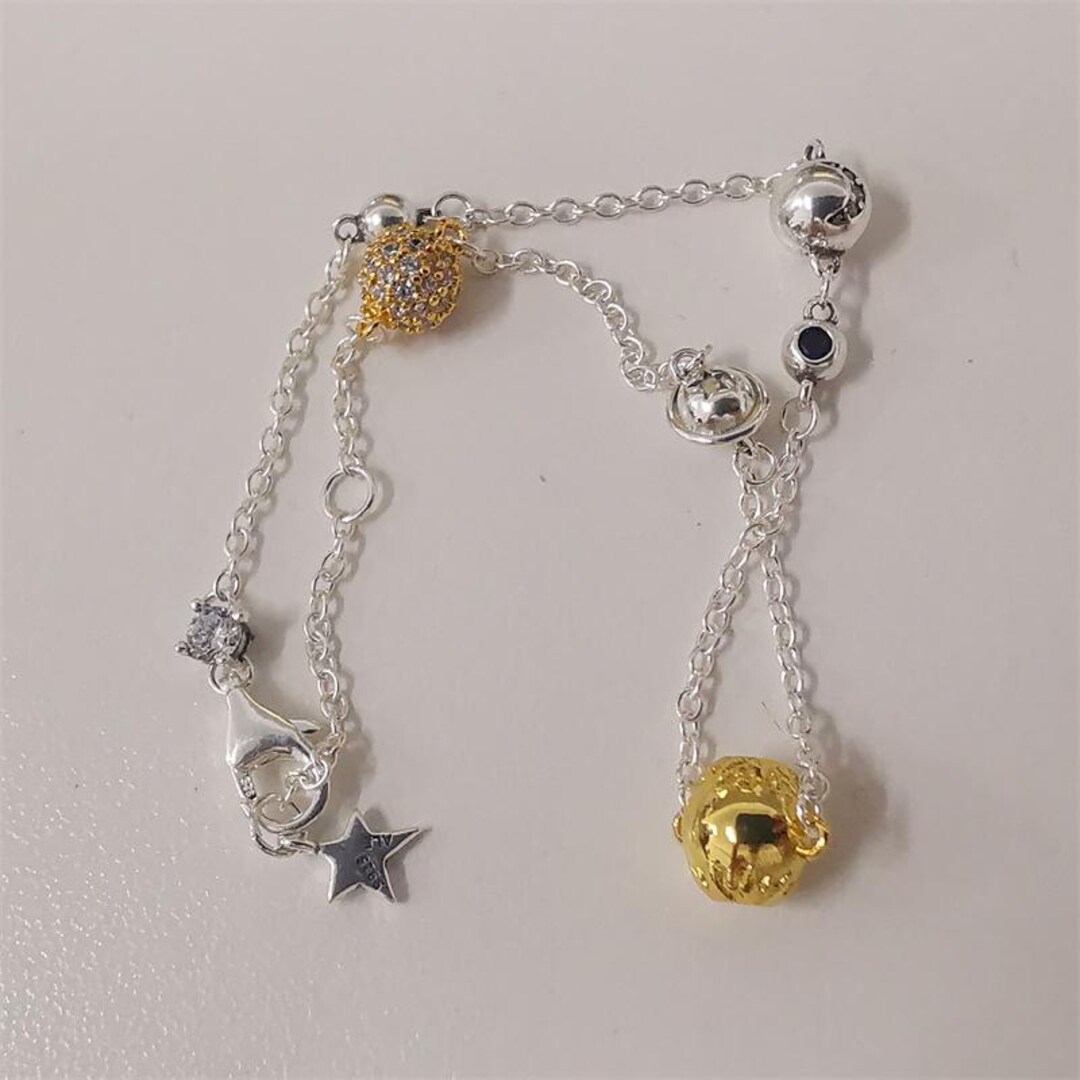 Pandora Two-tone Sparkling Solar System Chain Bracelet - Etsy