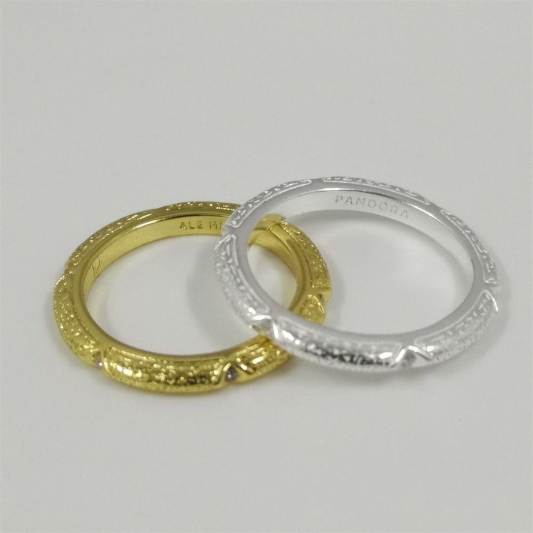 Pandora Me Texture & Stones Gold Silver Ring Set - Etsy