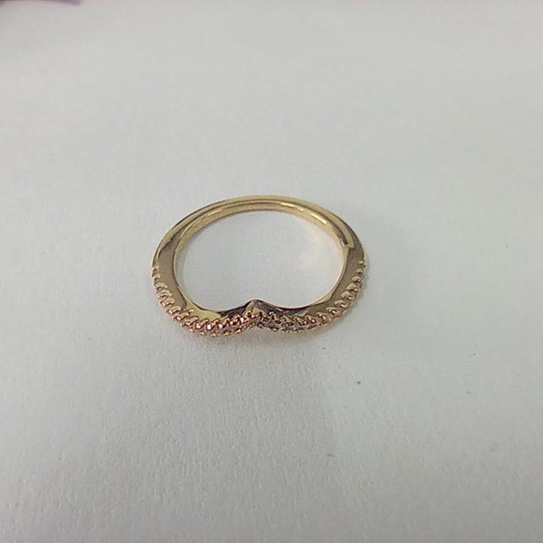 Sparkling Wishbone Pandora Gold Ring - Etsy