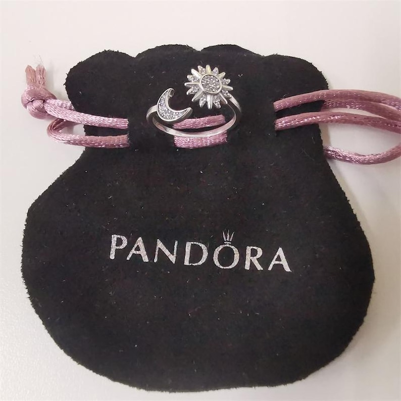 Pandora Sparkling Sun Crescent Moon Open Ring - Etsy