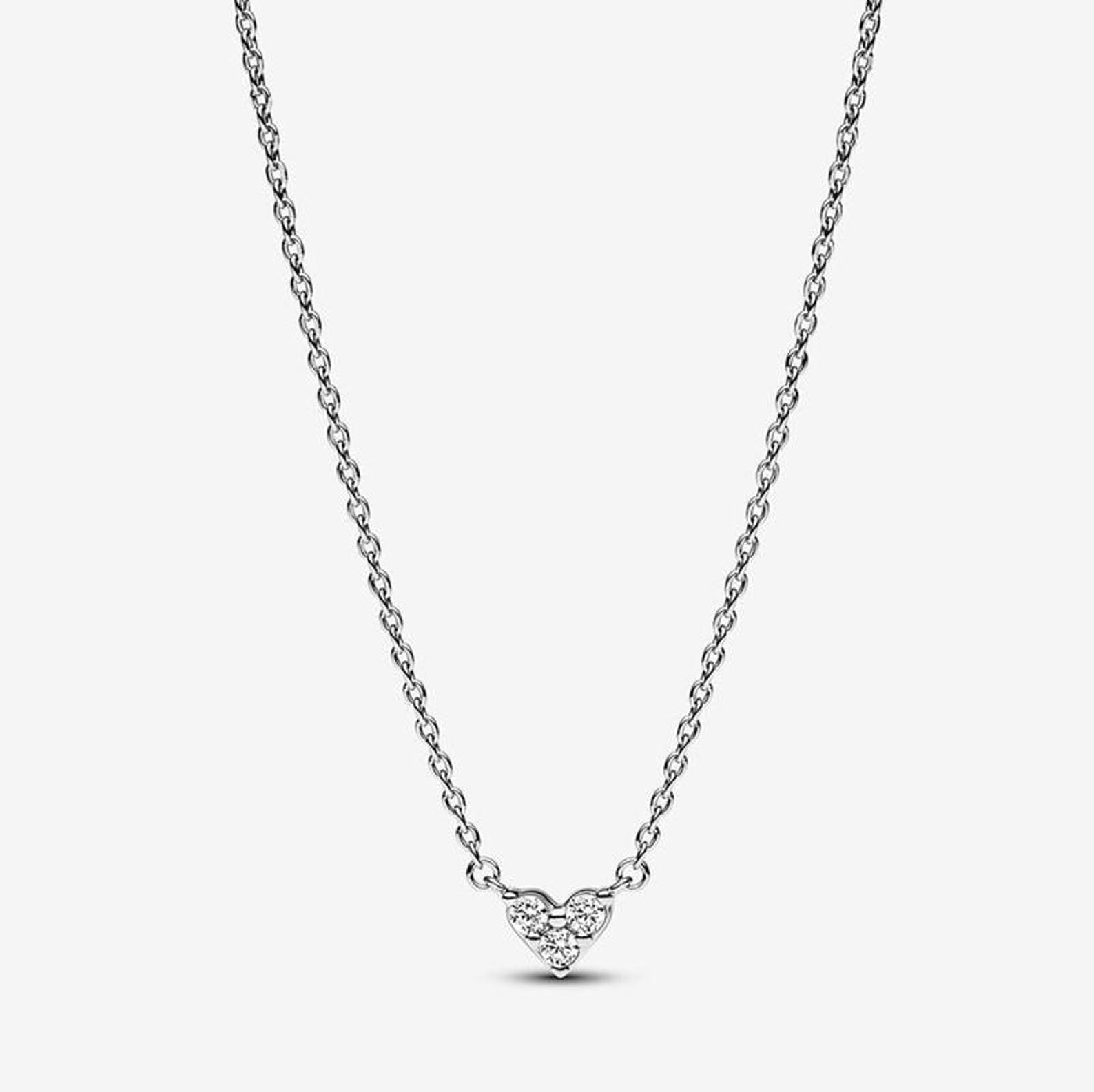 Pandora Kette Collier Triple Stone Heart Collier Silver Necklace 45cm ...
