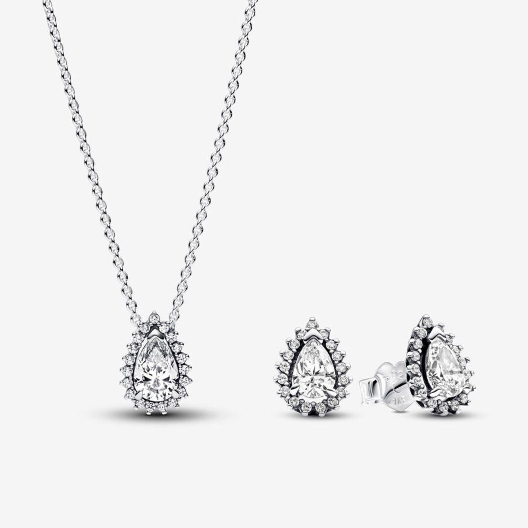 Pandora Sparkling Pear Halo Jewellery Gift Set - Etsy