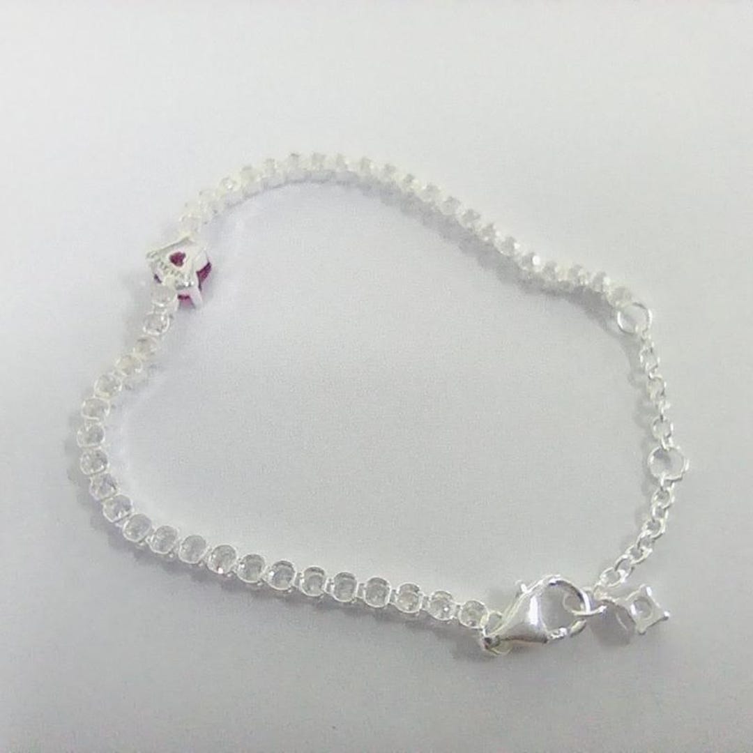 Pandora Red Sparkling Heart Tennis Silver Bracelet 925 - Etsy
