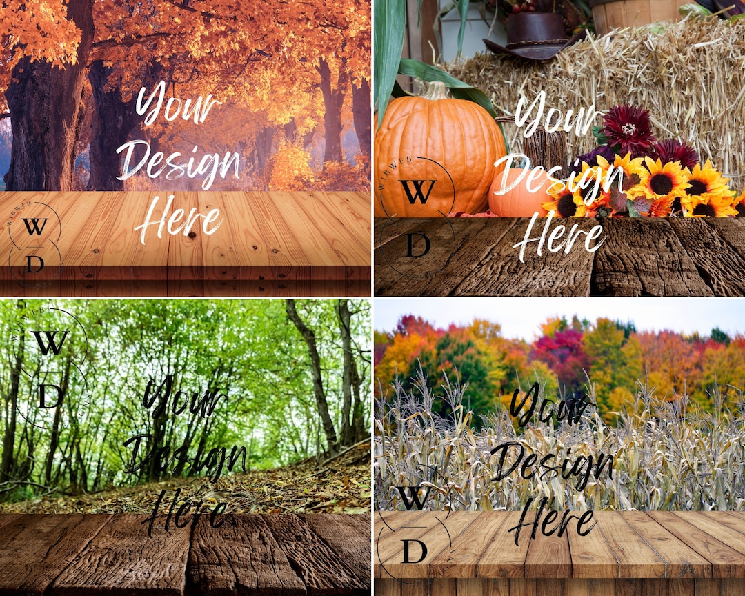 4 Fall Mockups, Fall Digital Backgrounds Product Mockup Bundle, Fall Photo Backdrop Layout ...