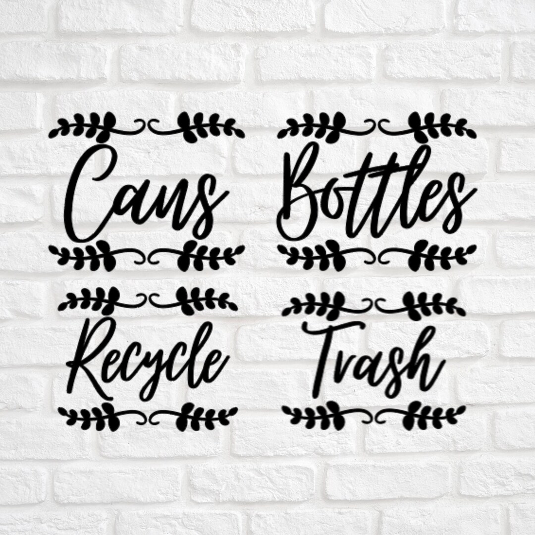 Decorative Trash Recycle Bottles Cans Sticker Vinyl Decal, Recycle ...