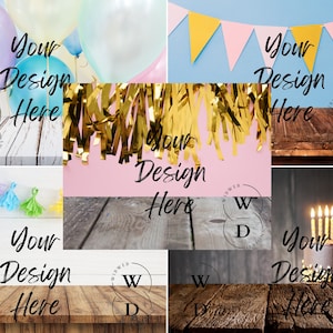 5 Birthday Mockups, Party Mockup Digital Background Bundle, Birthday ...