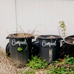 Fancy Script Trash Compost Recycle Sticker Vinyl Decal, Trash Recycle ...