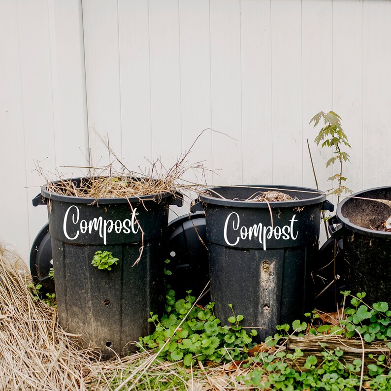 Fancy Script Trash Compost Recycle Sticker Trash Decal | Etsy