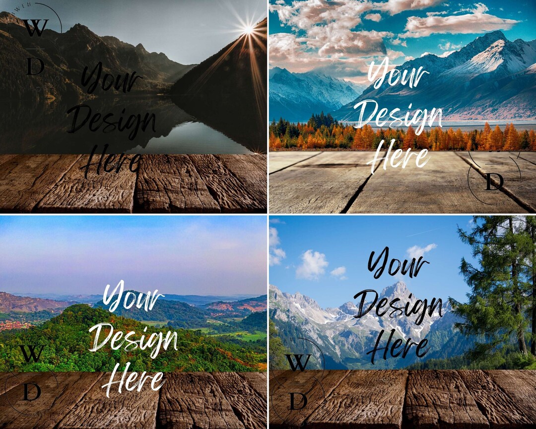 4 Mountain Mockups, Mountain Digital Backgrounds Product Mockup Bundle ...