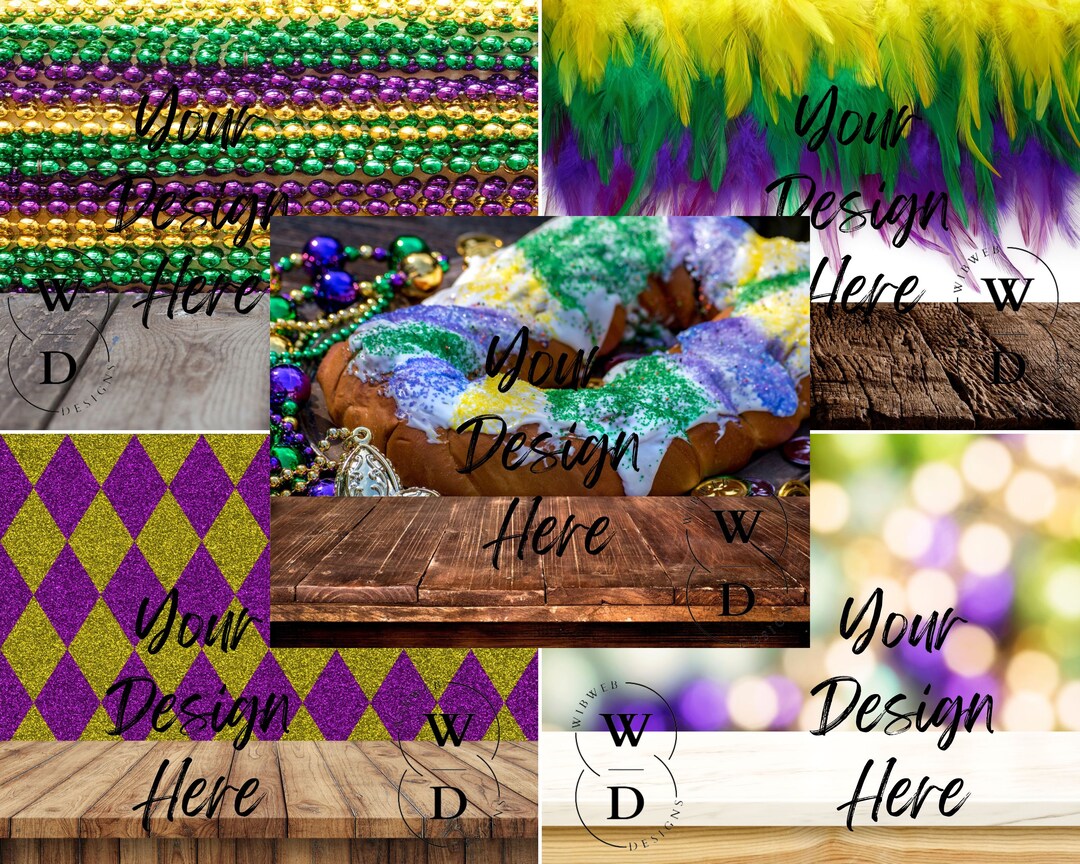 5 Mardi Gras Mockups, Mardi Gras Digital Backgrounds Product Mockup ...