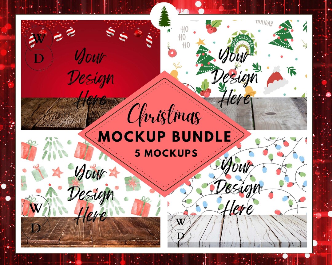 Christmas Mockups, Christmas Digital Background Product Mockup Bundle ...