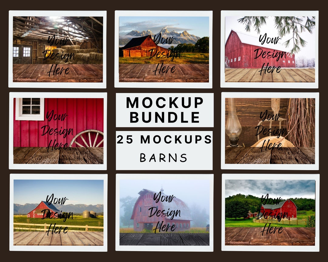 25 Barn Digital Mockups, Barn Backgrounds Product Mockup Bundle, Barn ...