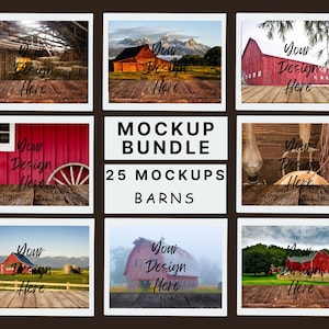 25 Barn Digital Mockups, Barn Backgrounds Product Mockup Bundle, Barn Photo Backdrop Layout ...