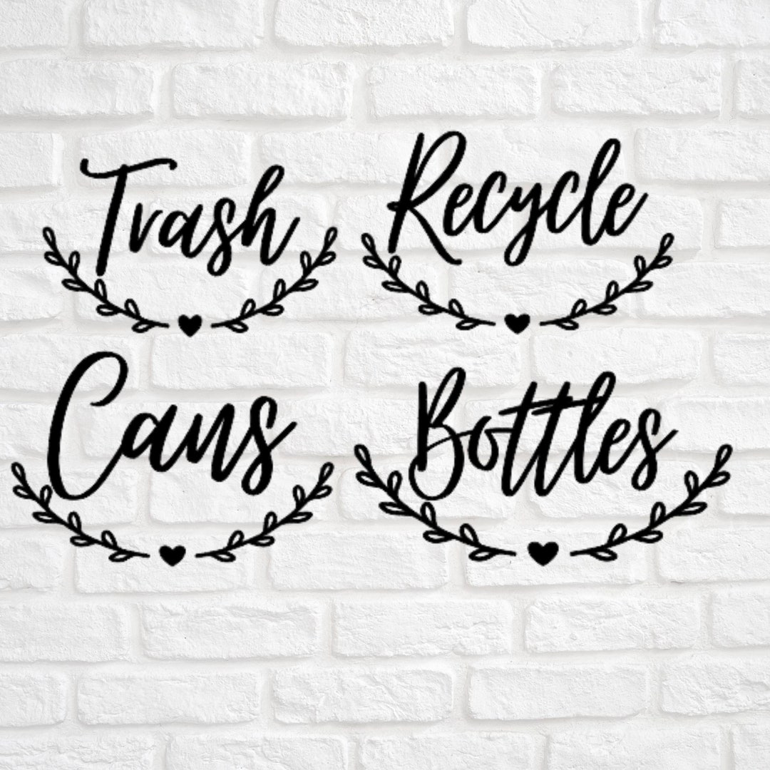 Trash & Recycle Bin Vinyl Decal Stickers - Decorative Labels - Etsy