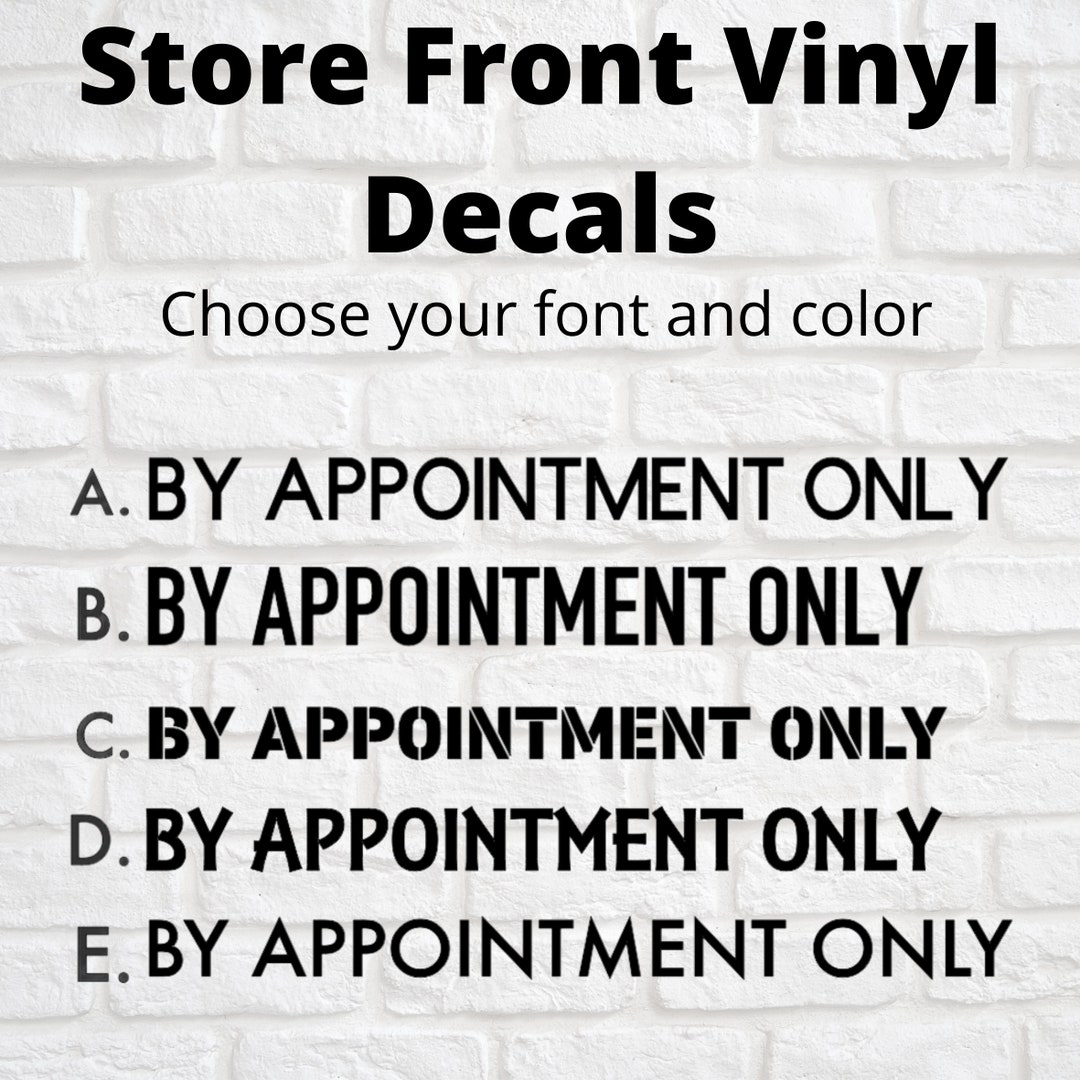 By Appointment Only Vinyl Decal Sticker, Storefront Business Window ...