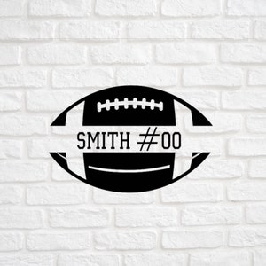 Custom Football Player Name Sticker Vinyl Decal, Personalized Football ...