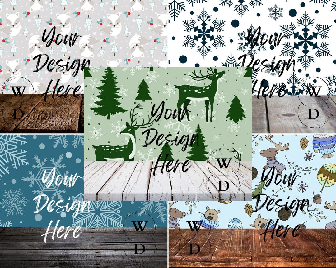 5 Winter Mockups, Winter Digital Background Product Mockup Bundle, Snow ...
