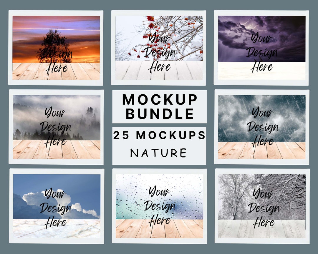 25 Nature Mockups, Nature Digital Backgrounds Product Mockup Bundle ...