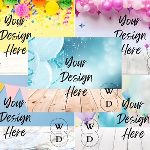 25 Birthday Mockups, Birthday Digital Backgrounds Product Mockup Bundle ...