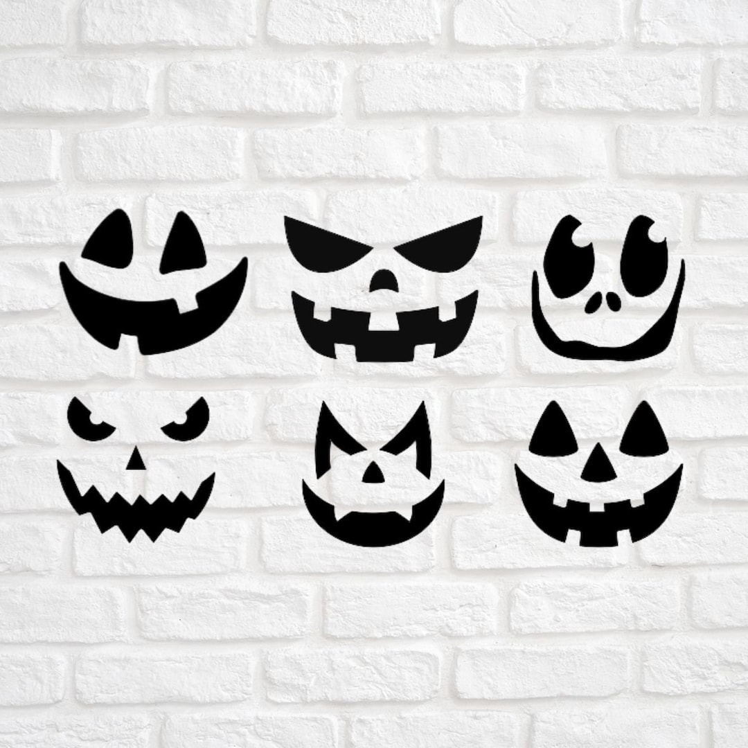 6 Pumpkin Face Sticker Vinyl Decal, Halloween Craft Jack O Lantern ...