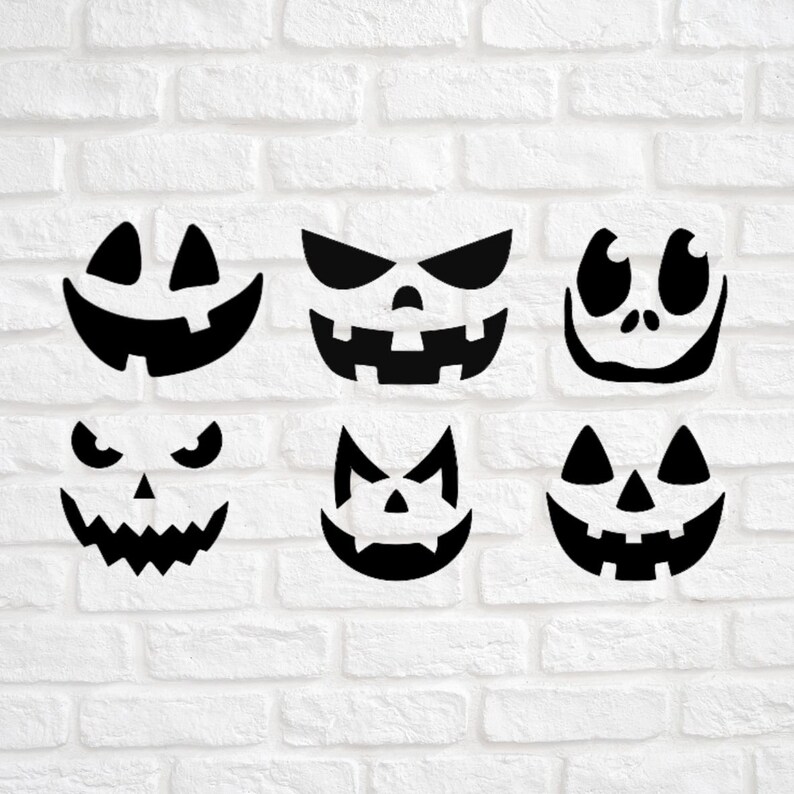 6 Pumpkin Face Sticker Vinyl Decal Halloween Craft Jack O - Etsy