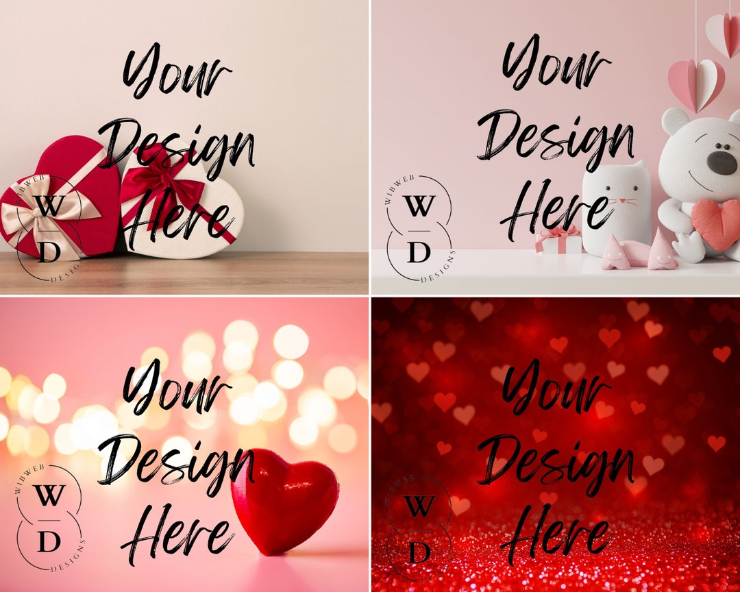 4 Valentine Mockups, Valentine Digital Backgrounds Product Mockup ...