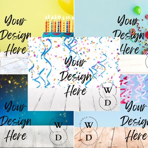 25 Birthday Mockups, Birthday Digital Backgrounds Product Mockup Bundle ...