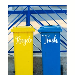 Fancy Script Trash Compost Recycle Sticker Vinyl Decal, Trash Recycle ...