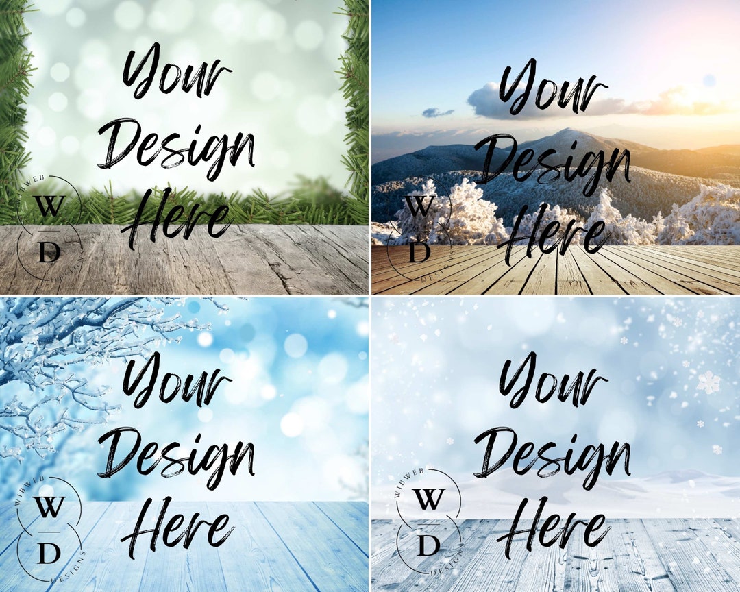 4 Winter Mockups, Winter Digital Backgrounds Product Mockup Bundle ...