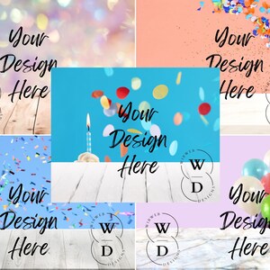 25 Birthday Mockups, Birthday Digital Backgrounds Product Mockup Bundle ...