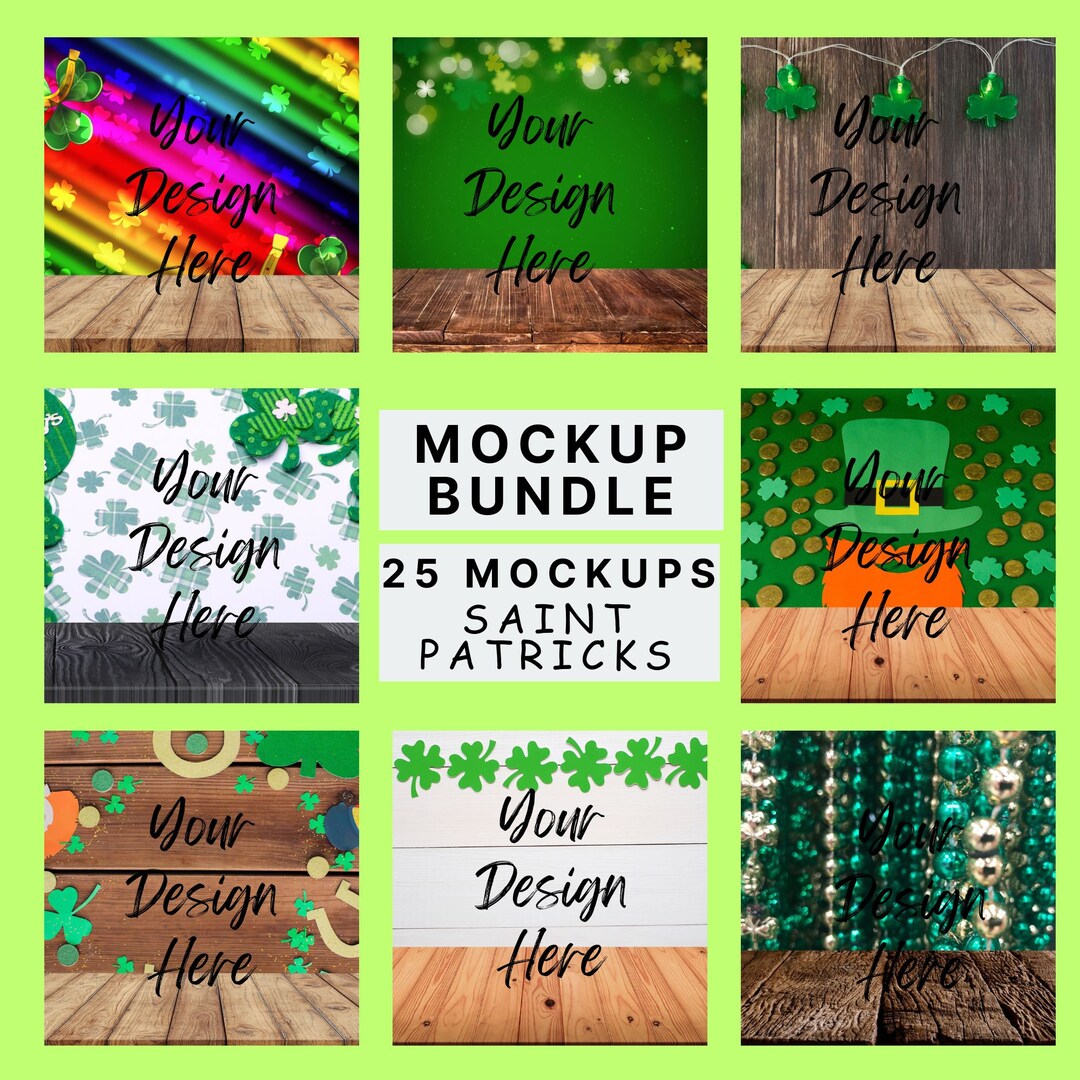 St Patrick Mockup Bundle, Saint Patricks Digital Backgrounds Product ...