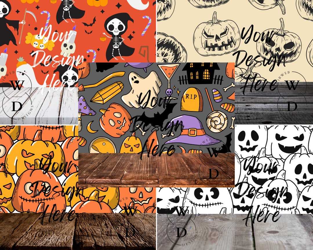 5 Halloween Mockups, Halloween Digital Background Product Mockup Bundle ...