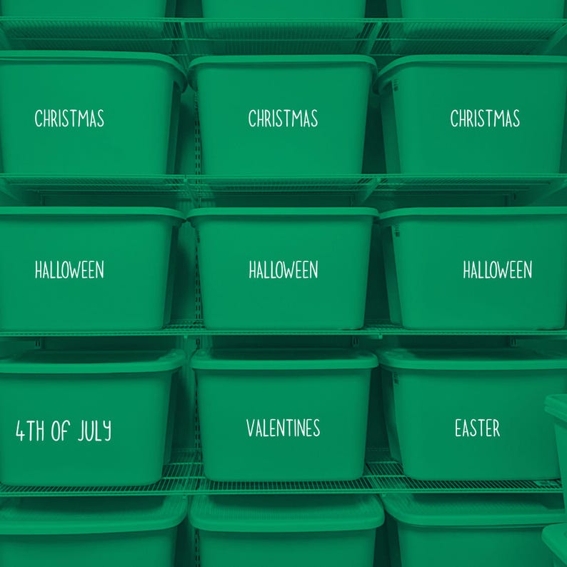 Storage Tote Bin Label: Organization Decals Holiday Garage Storage - Etsy