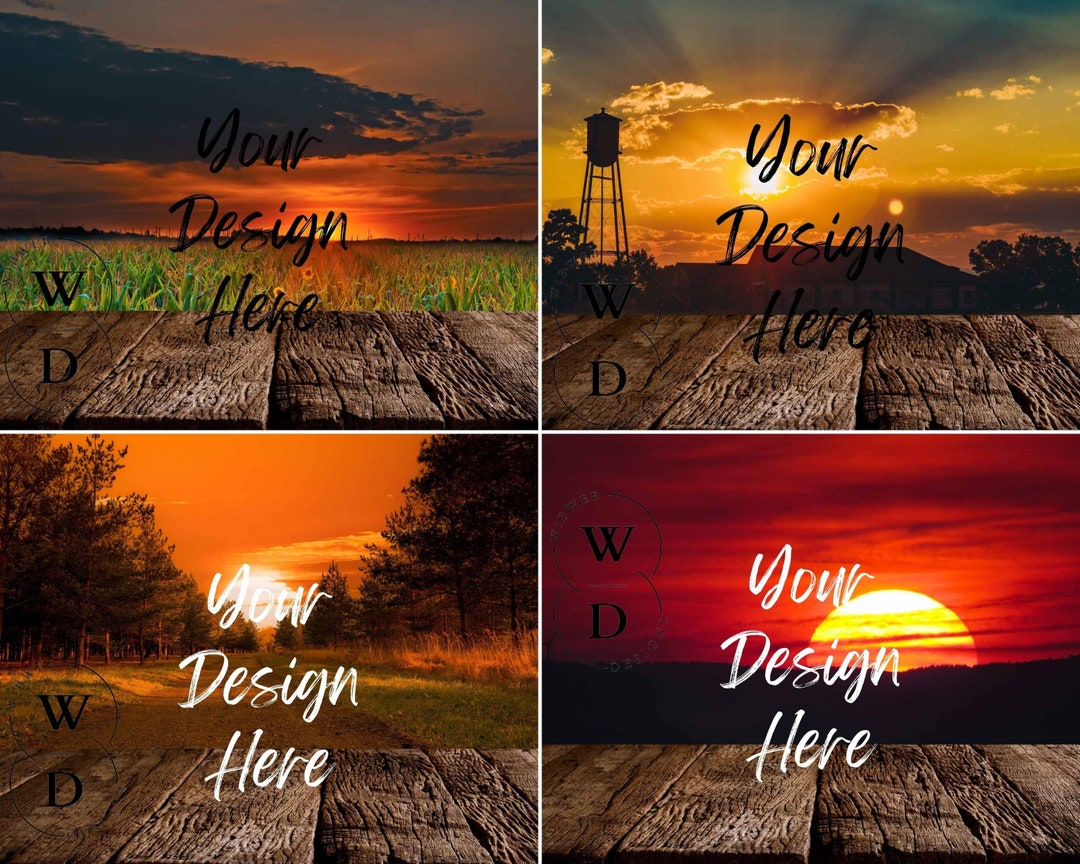 4 Sunset Mockups, Sunset Digital Backgrounds Product Mockup Bundle ...