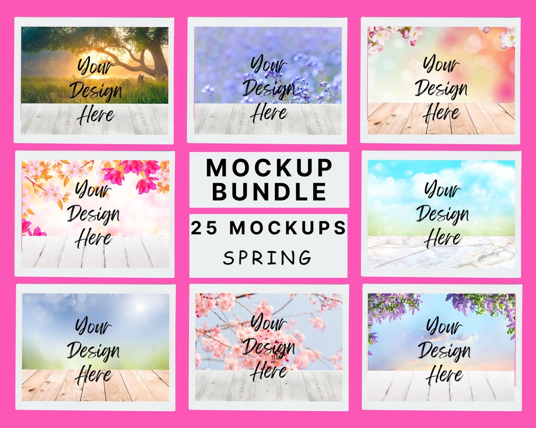 25 Spring Mockups, Spring Digital Backgrounds Product Mockup Bundle ...