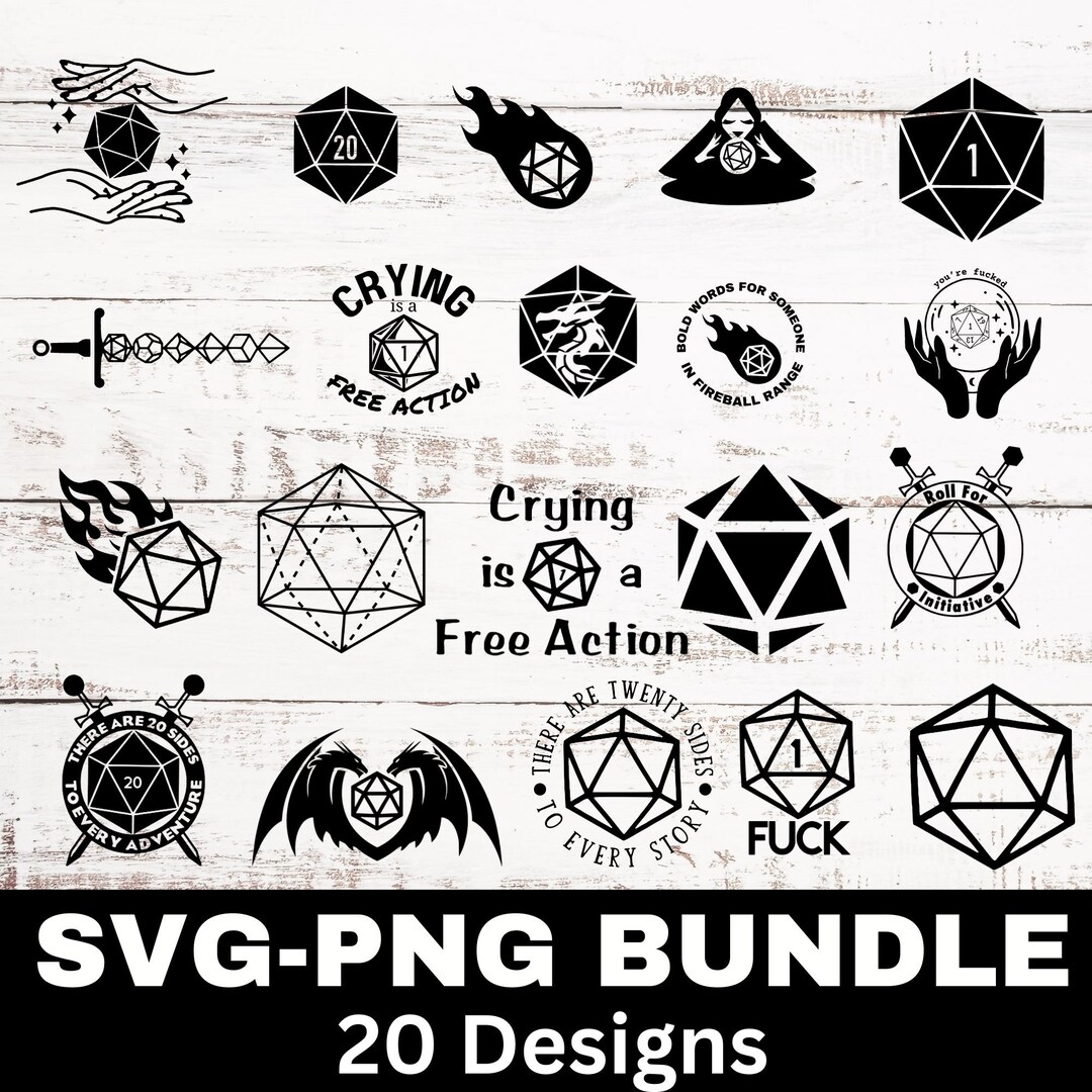 D20 Svg Bundle, D20 Png Bundle, Dnd Cut Files, D20 Cut File, Dnd D20 ...