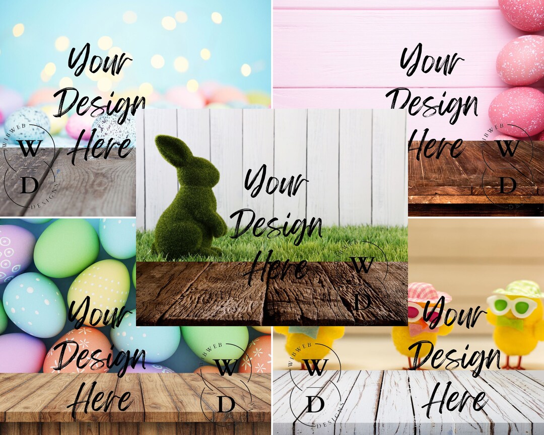 5 Easter Mockups, Easter Digital Backgrounds Product Mockup Bundle ...