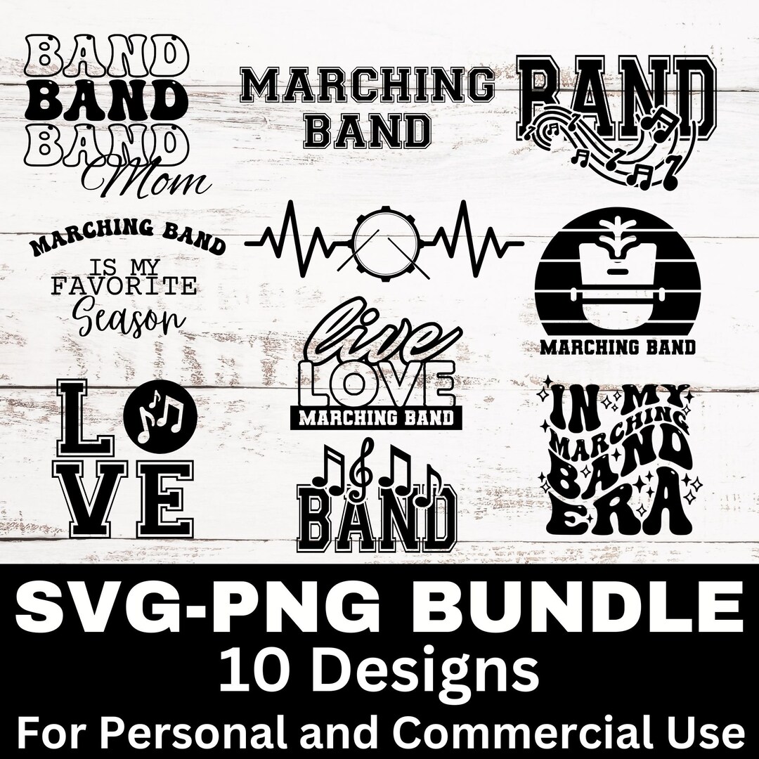 Band Svg Bundle, Band Png Bundle, Band Cut Files, Marching Band Clipart ...