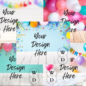 25 Birthday Mockups, Birthday Digital Backgrounds Product Mockup Bundle ...