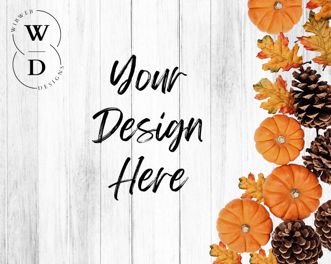 Pumpkin Leaves Fall Digital Background Flatlay, Pumpkin Product Flatlay ...